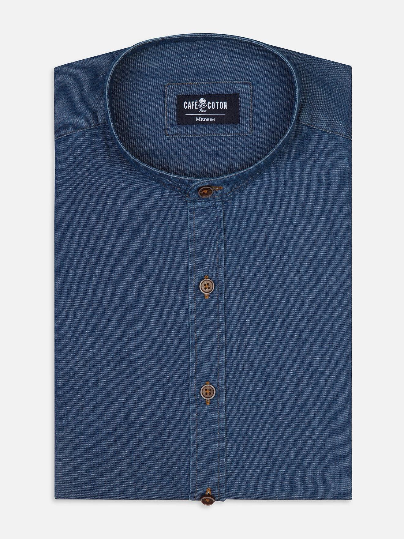 Café Coton Chemise cintrée Malo en denim - Col Mao - Chemises